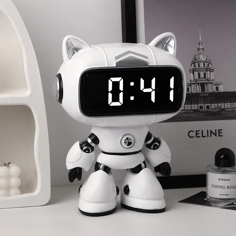 Creative-Robot-Alarm-Clock-LED-Digital-Clock-Glowing-Night-Adjustable ...