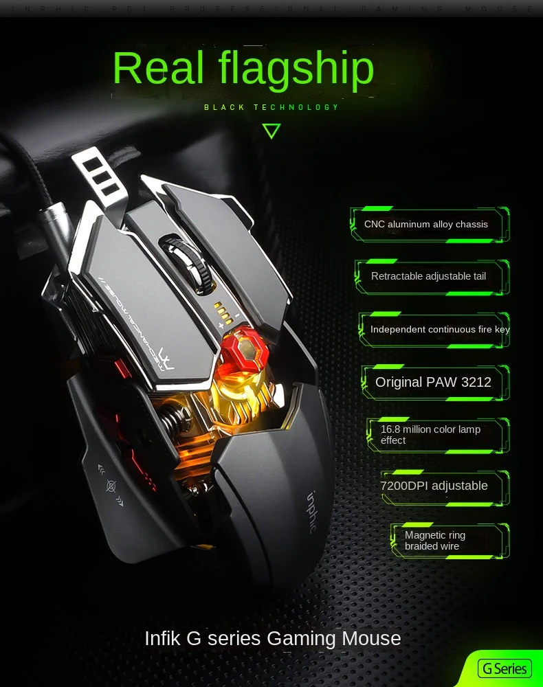 XIAOMI Mouse con cable INPHIC PG6 24G altamente sensible | falabella.com