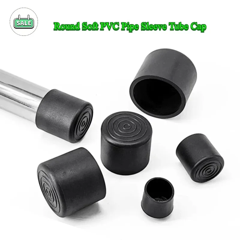 Round Soft PVC Pipe Sleeve Tube Cap Furniture Foot Table End Plugs Anti ...