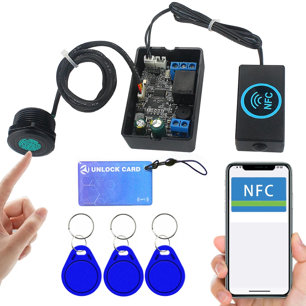 Mobile phone NFC fingerprint relay control module DC10V-120V IC card ...
