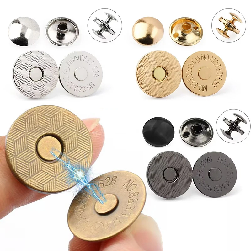10 Sets 14mm 18mm Metal Double Rivet Magnetic Clasps Buttons Fastener ...