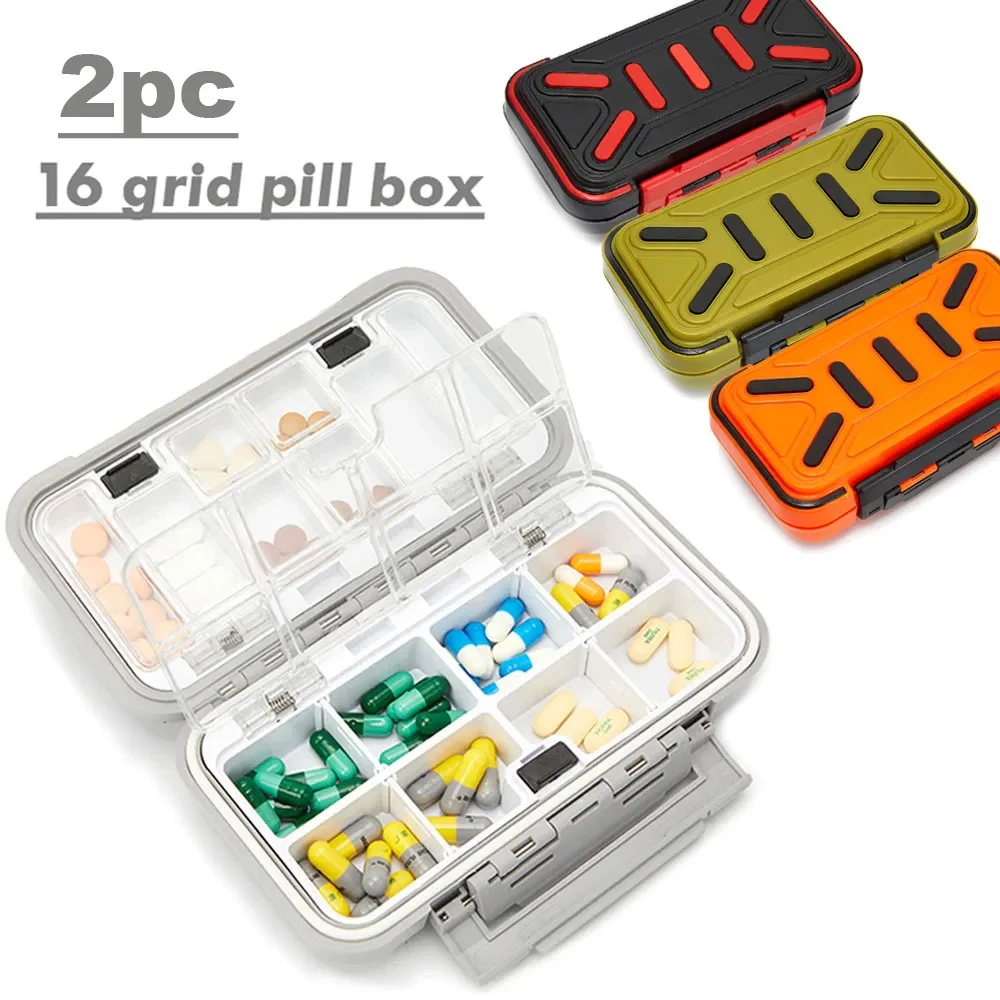 16-Grids-Pills-Box-Weekly-Pill-Box-Drug-Boxes-Travel-Organizer-Tablet ...