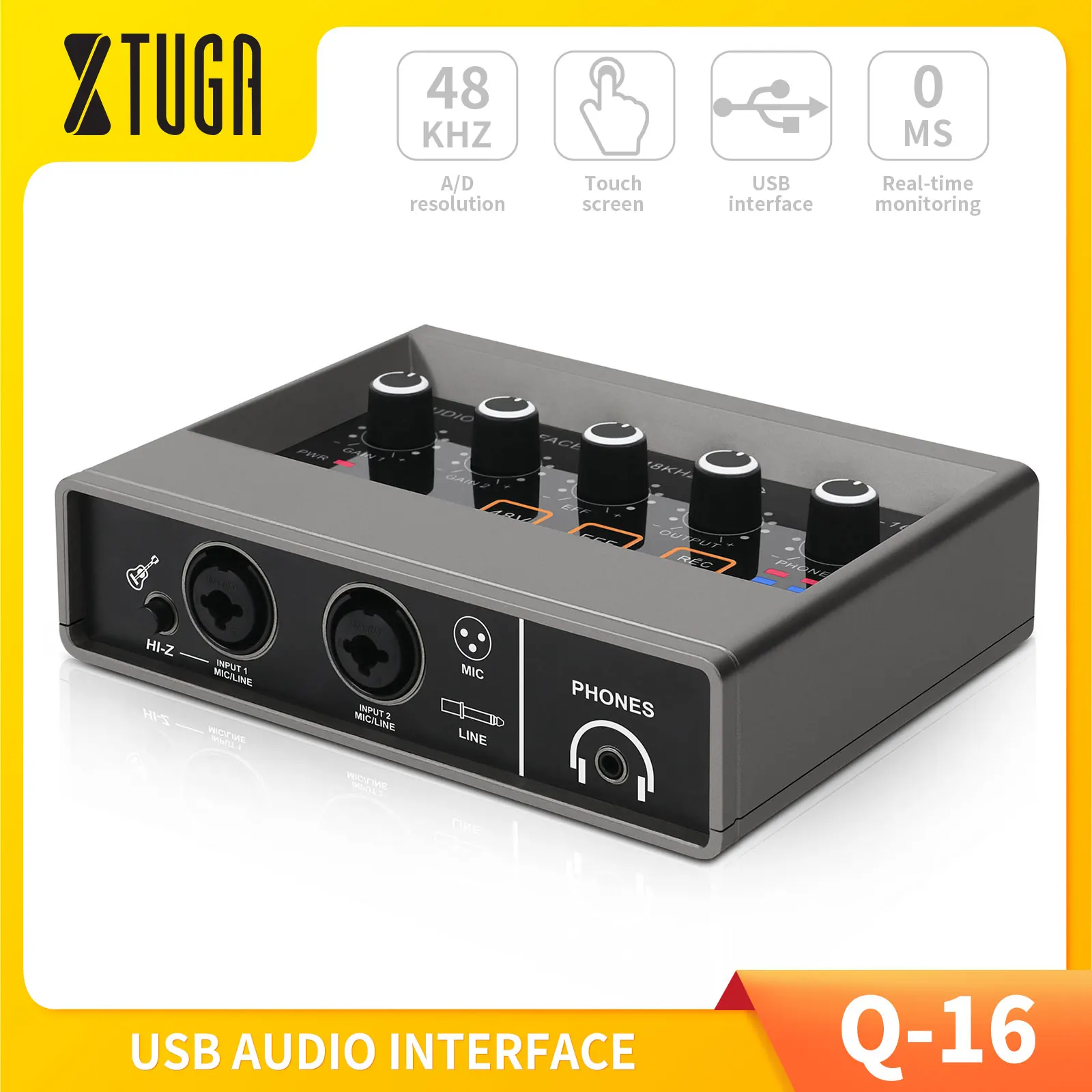 XTUGA-Q16-2-Channel-Professional-portable-Audio-Interface-Sound-Card ...