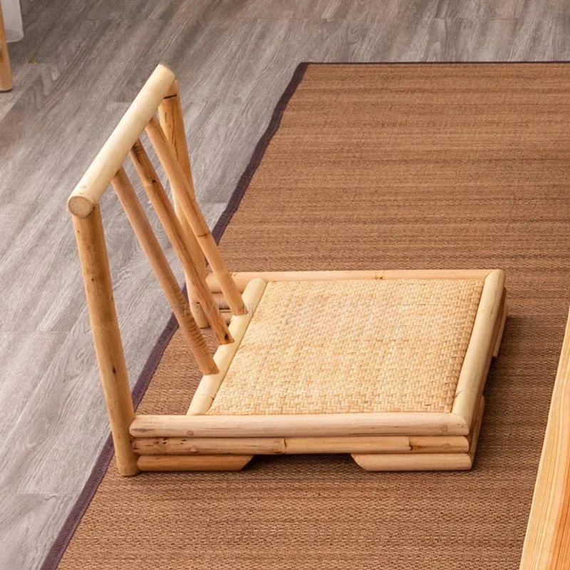 Japanese-Style-Low-Chair-Bamboo-Rattan-Tatami-Chair-Home-Low-Stool ...