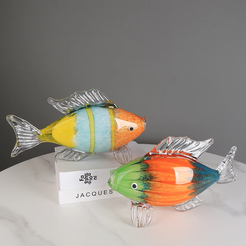Glazed-Tropical-Fish-Animal-Sculpture-Ornament-Lucky-Fish-Living-Room ...