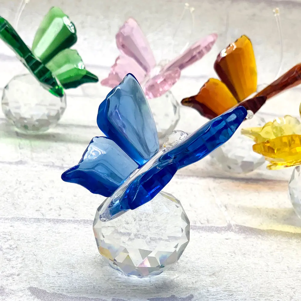 Hand Made Glass Butterfly Figurines Collectibles 7 color Crystal ...