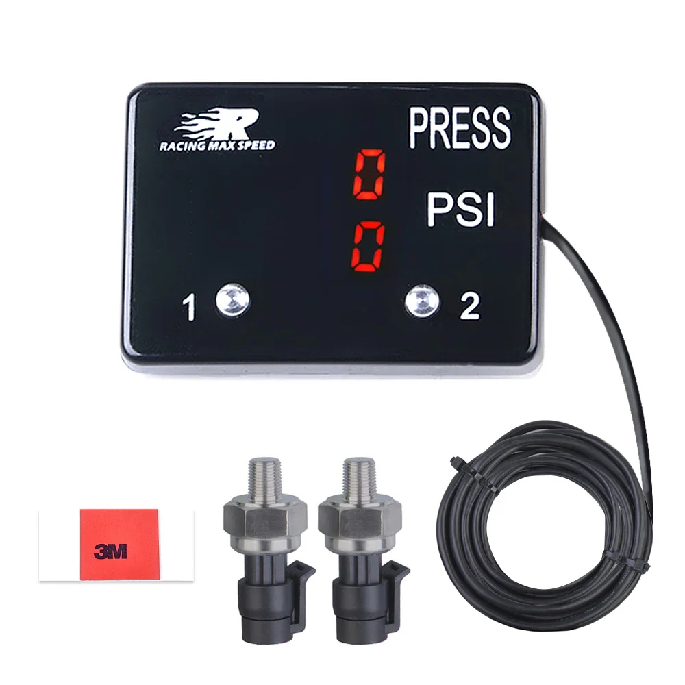 Square-Dual-display-air-pressure-gauge-PSI-RED-Blue-White-LED-With-2pcs ...