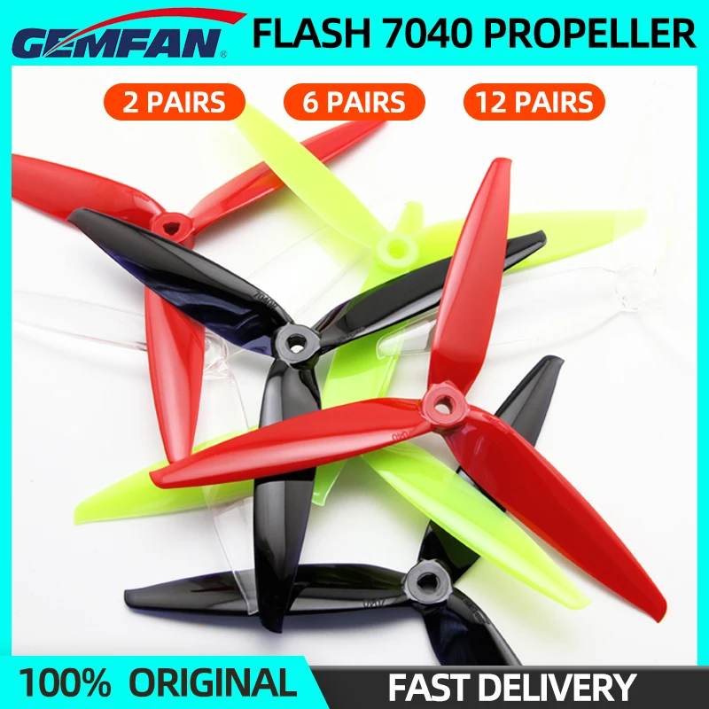 2-6-12Pairs-Gemfan-Flash-7040-Propeller-7inch-3-Blade-7X4X3-CW-CCW ...