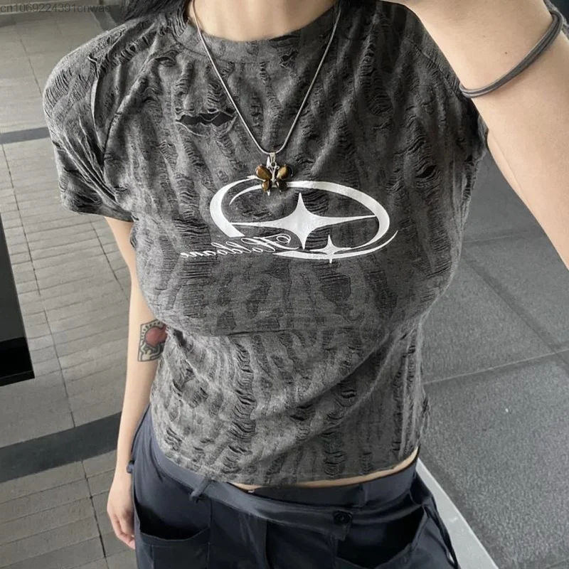 Trendy Women's Design Punk T-shirts Y2k Gothic Emo Yk2 Streetwear Crop ...