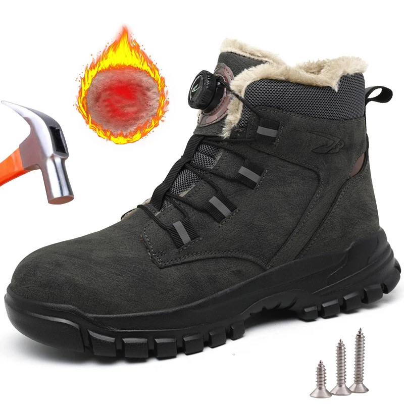 Size 47 48 High Top Work Safety Boots Men Waterproof Steel Toe Safety ...