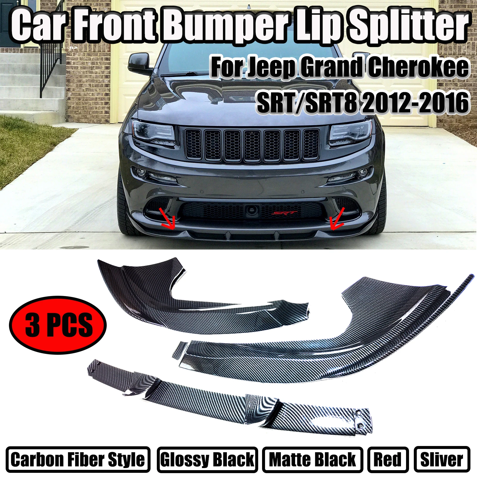 Car Front Bumper Lip Splitter For Jeep Grand Cherokee SRT SRT8 2012 ...