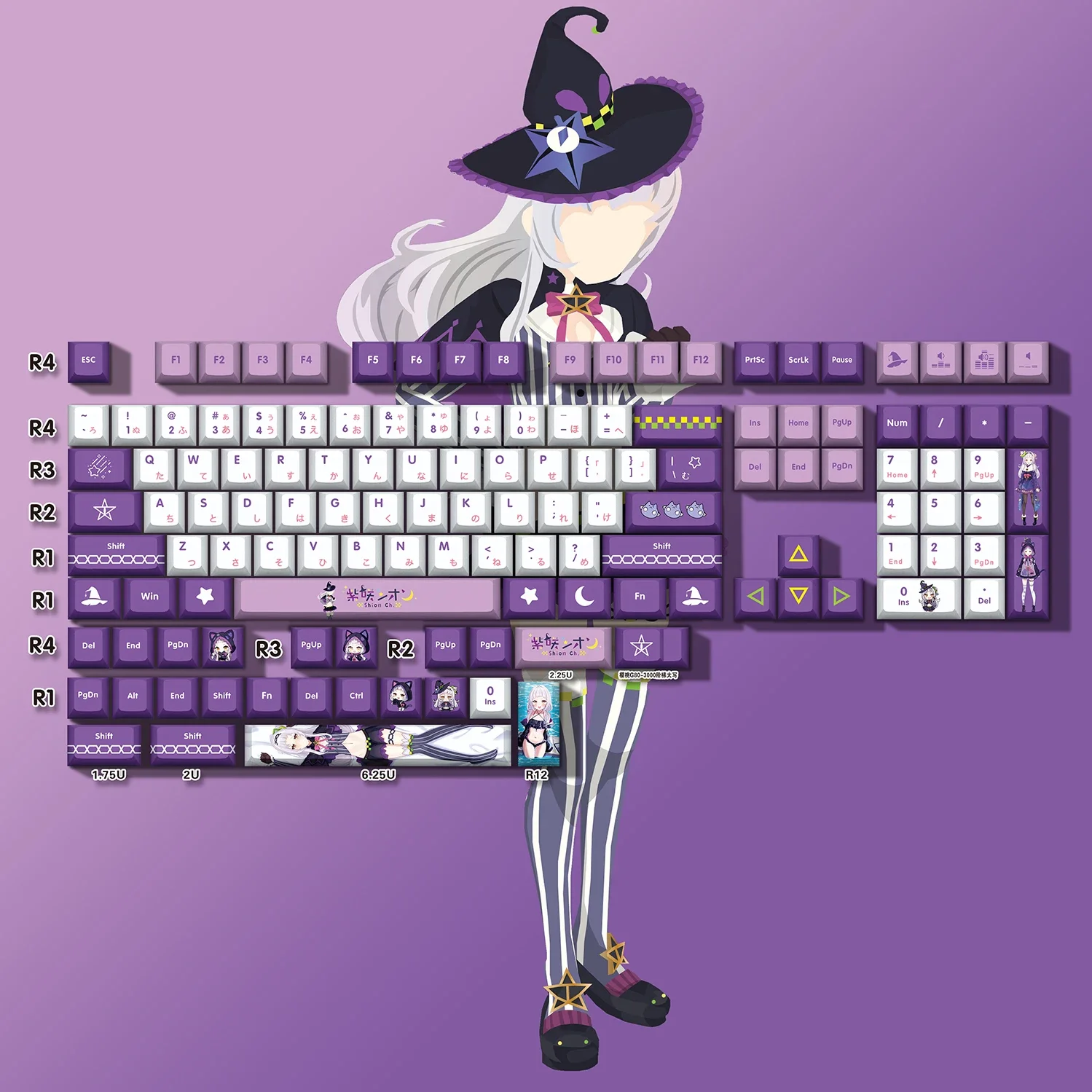132-Keys-Murasaki-Shion-keycaps-PBT-Vtuber-Hololive-Key-Cover-DYE ...
