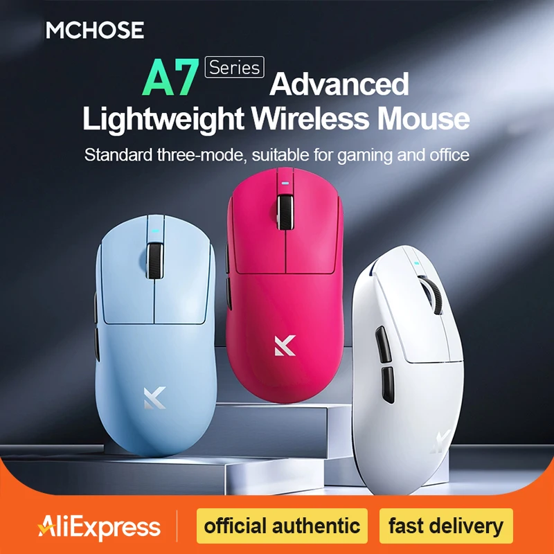 MCHOSE A7 Wireless E-sports Gaming Mouse Bluetooth Rechargeable PAW3395 ...