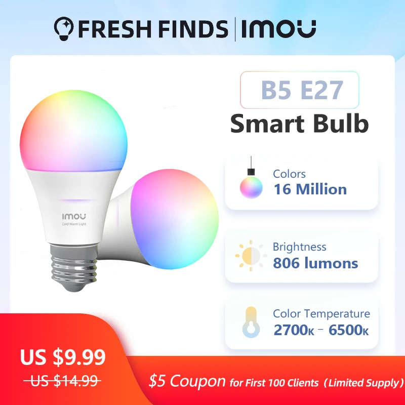 Imou Smart Bulb B5 Led 2 Pcs Color Lamp E27 Rgb Bulb Work With Alexa ...