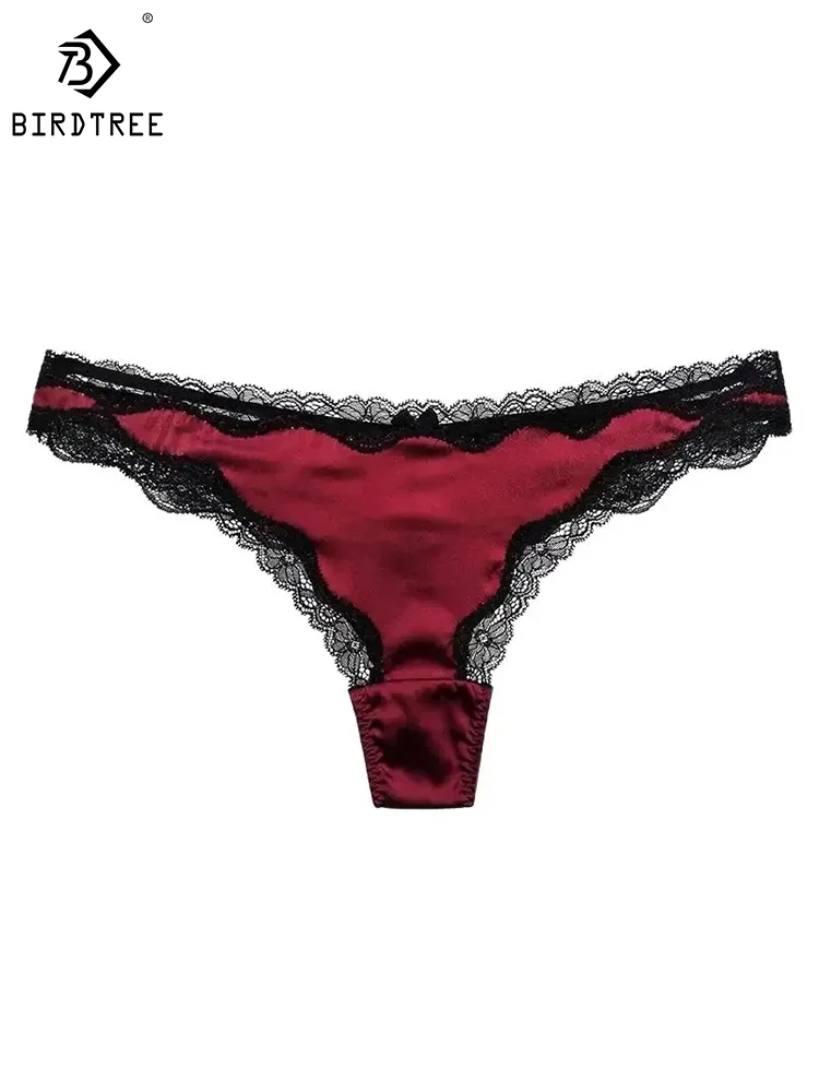 BirdTree-93-Real-Silk-Thong-Women-Low-Rise-Lace-G-string-Comfortable ...