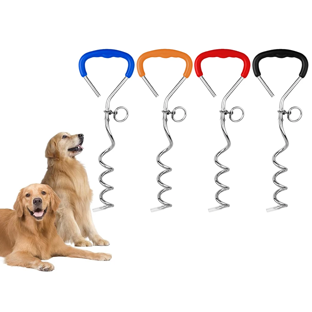 Metal-Spiral-Dog-Tie-Out-Stake-Heavy-Duty-Large-Dogs-Anchors-Pet-Stakes ...