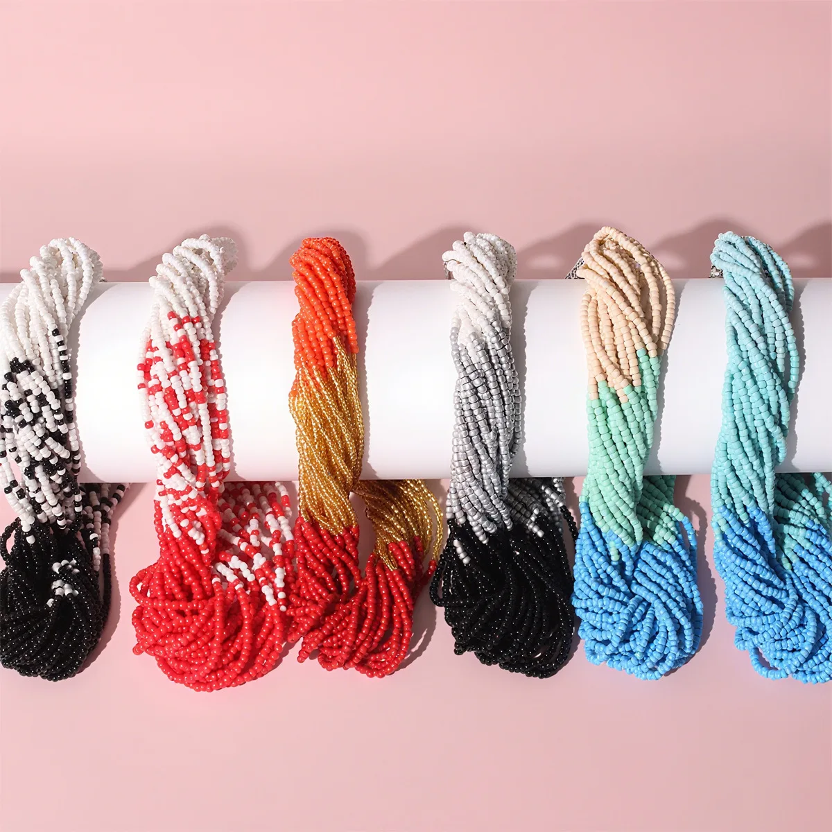 Colliers enroulés multicouches en perles de riz ethniques pour filles ...