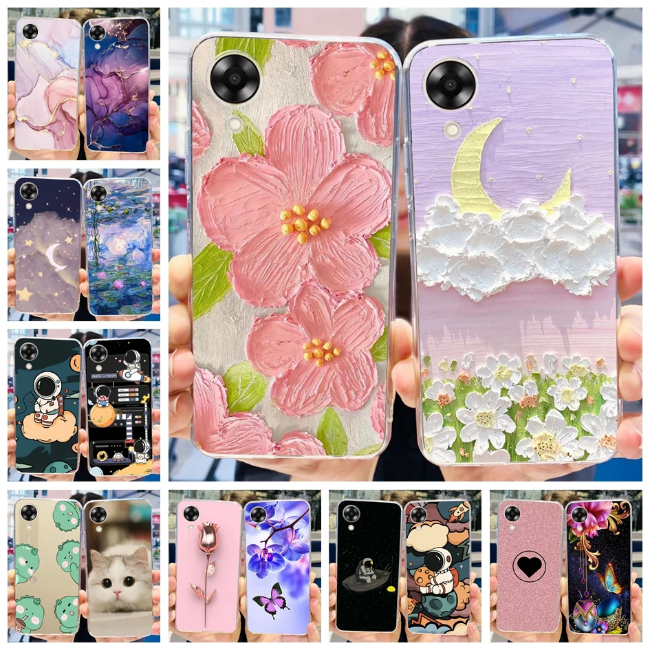 For-OPPO-A17K-Case-Cute-Astronaut-Flower-Soft-Silicone-Phone-Cover-For ...
