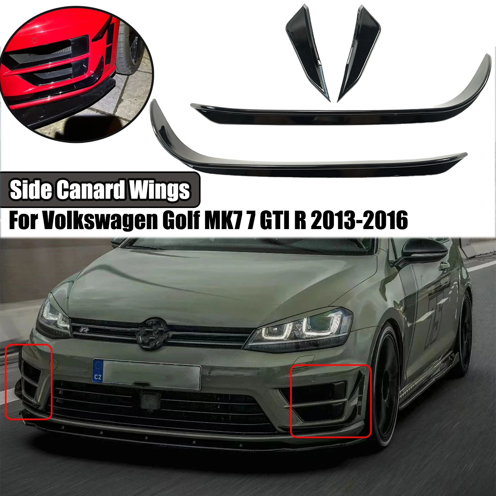 Front-Bumper-Aero-Kit-Side-Canard-Wings-For-Volkswagen-Golf-MK7-7-GTI-R ...