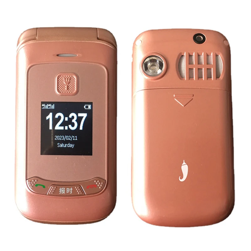 Elderly Push Button Flip Mobile Phone 2.4"+1.44" Dual Display Real ...