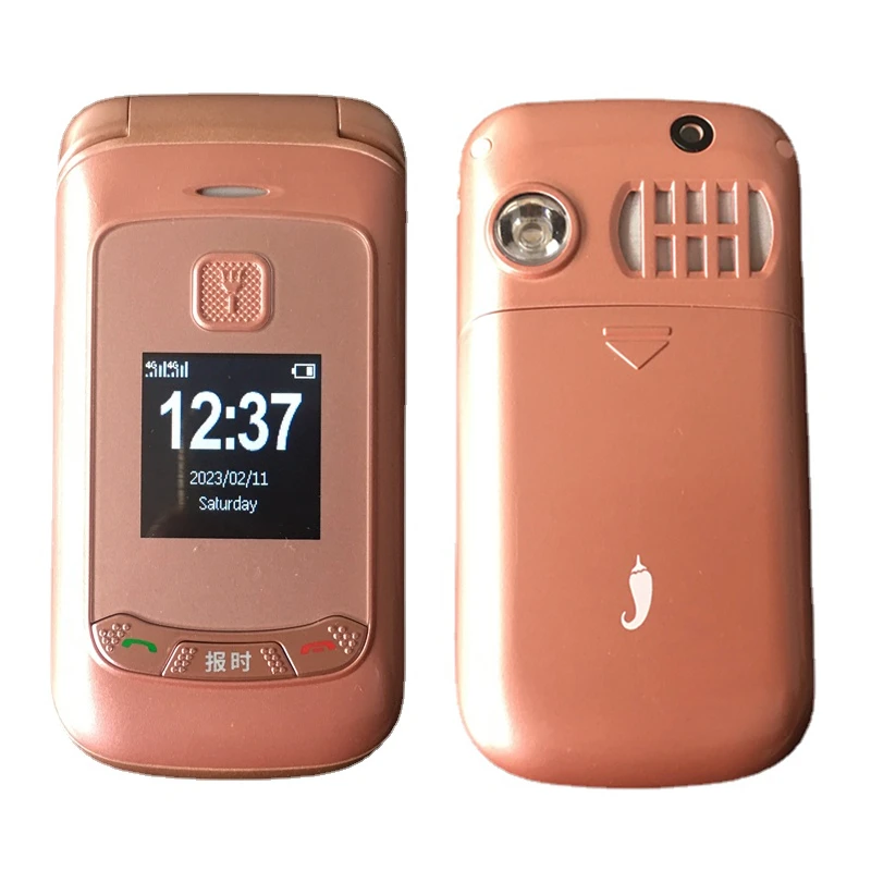 Elderly Push Button Flip Mobile Phone 2.4"+1.44" Dual Display Real ...