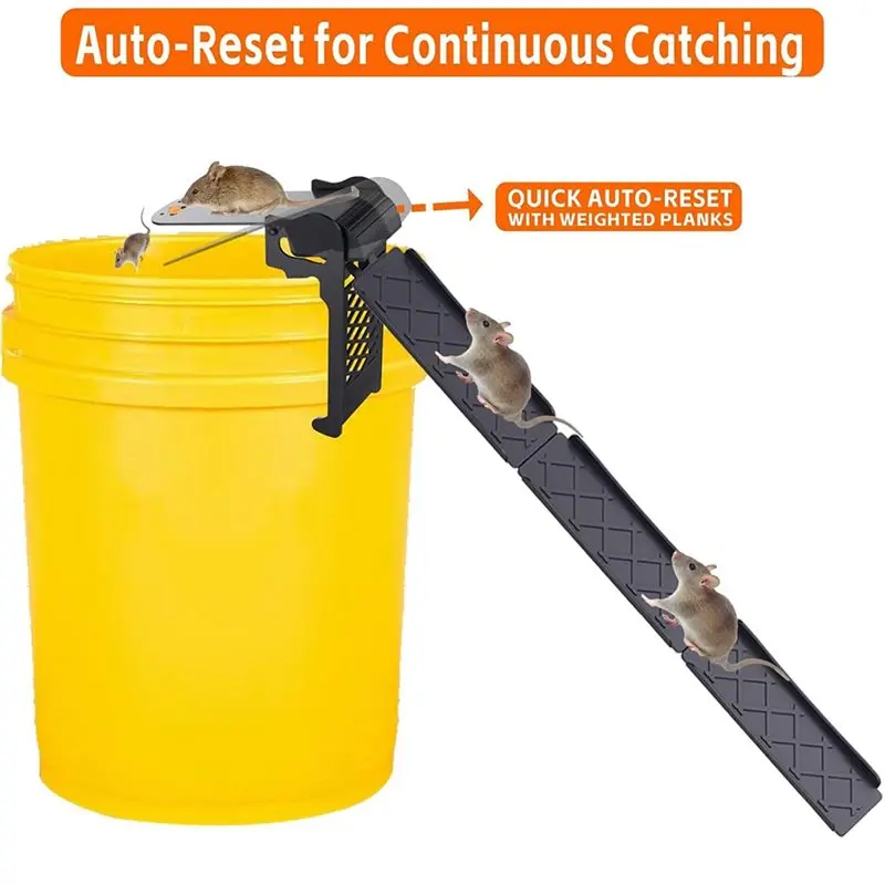 For Rats And Mice 4Pcs Walk The Plank Bucket Mouse Trap Fits For 5 ...