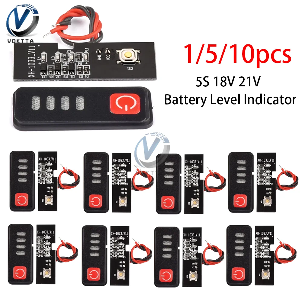 1/5/10pcs 5S 18V 21V Battery Level Indicator 18650 Lithium Battery ...