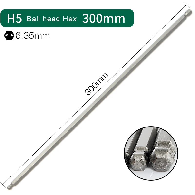 1pcs 300mm Lengthen Magnetic 1/4 inch Hex Shank Ball Head Hexagon ...