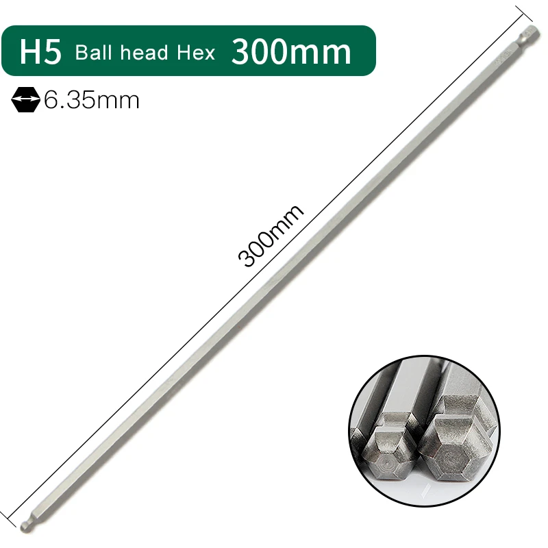 1pcs 300mm Lengthen Magnetic 1/4 inch Hex Shank Ball Head Hexagon ...