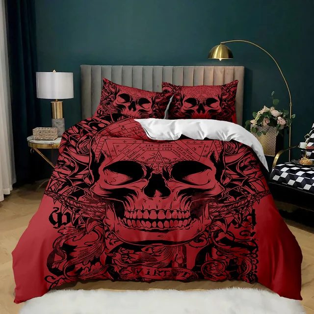Skull Duvet Cover Set | Horrible Skeleton Bedding Set