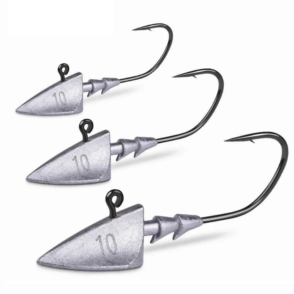 10pcs/set Triangle Head Hooks 3.5/5/7/10g Ship Type Fishing Hook Soft ...