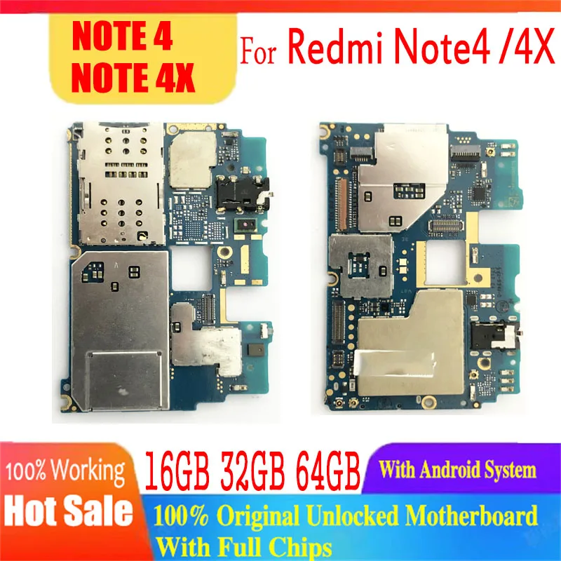 Mainboard original para xiaomi redmi nota 4x/nota 4 placa mãe 16g 32gb ...
