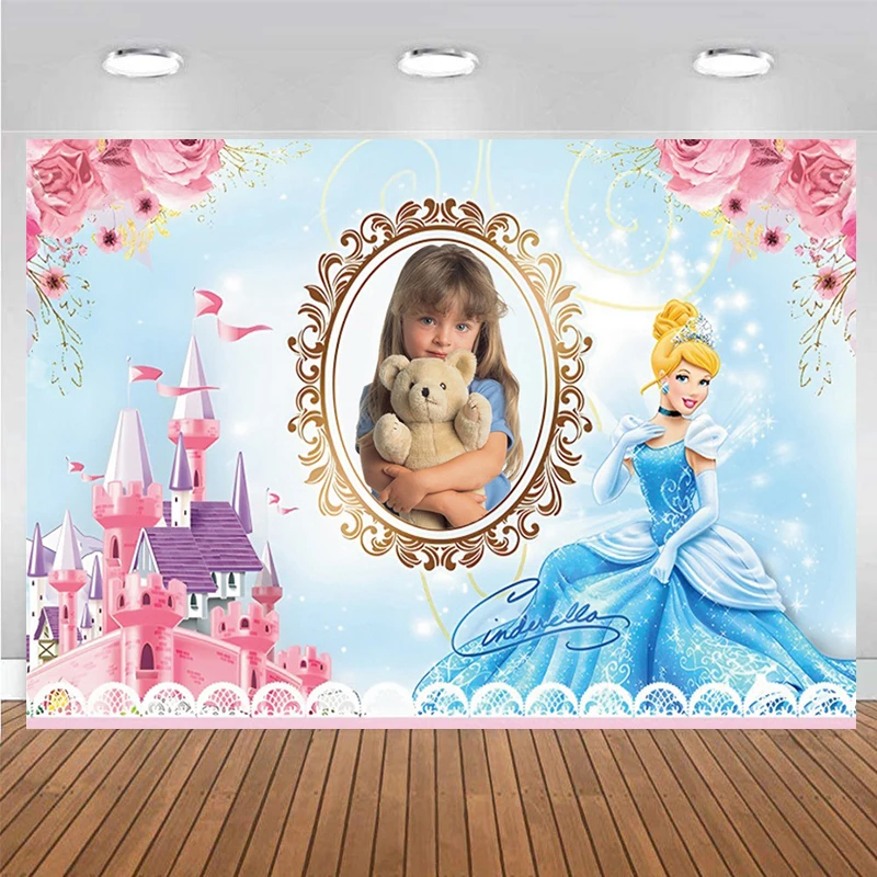 Cinderella-Backdrop-Birthday-Decorations-Banner-Girls-Princess-Party ...
