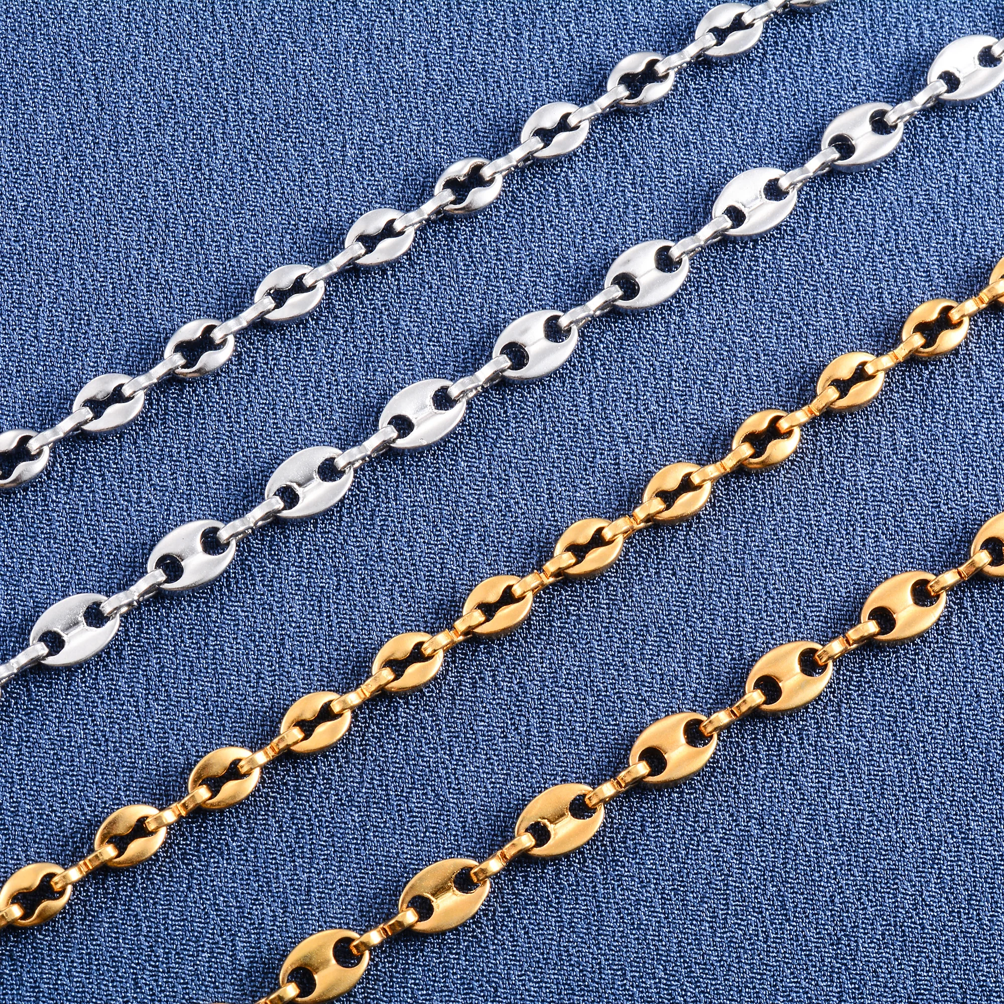 Handmade Necklaces Link Coffee Bean Chains Stainless Steel Jewelry ...