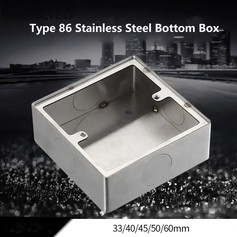 Type-86-Stainless-Steel-Socket-Panel-Button-Box-Surface-Mount-Universal ...