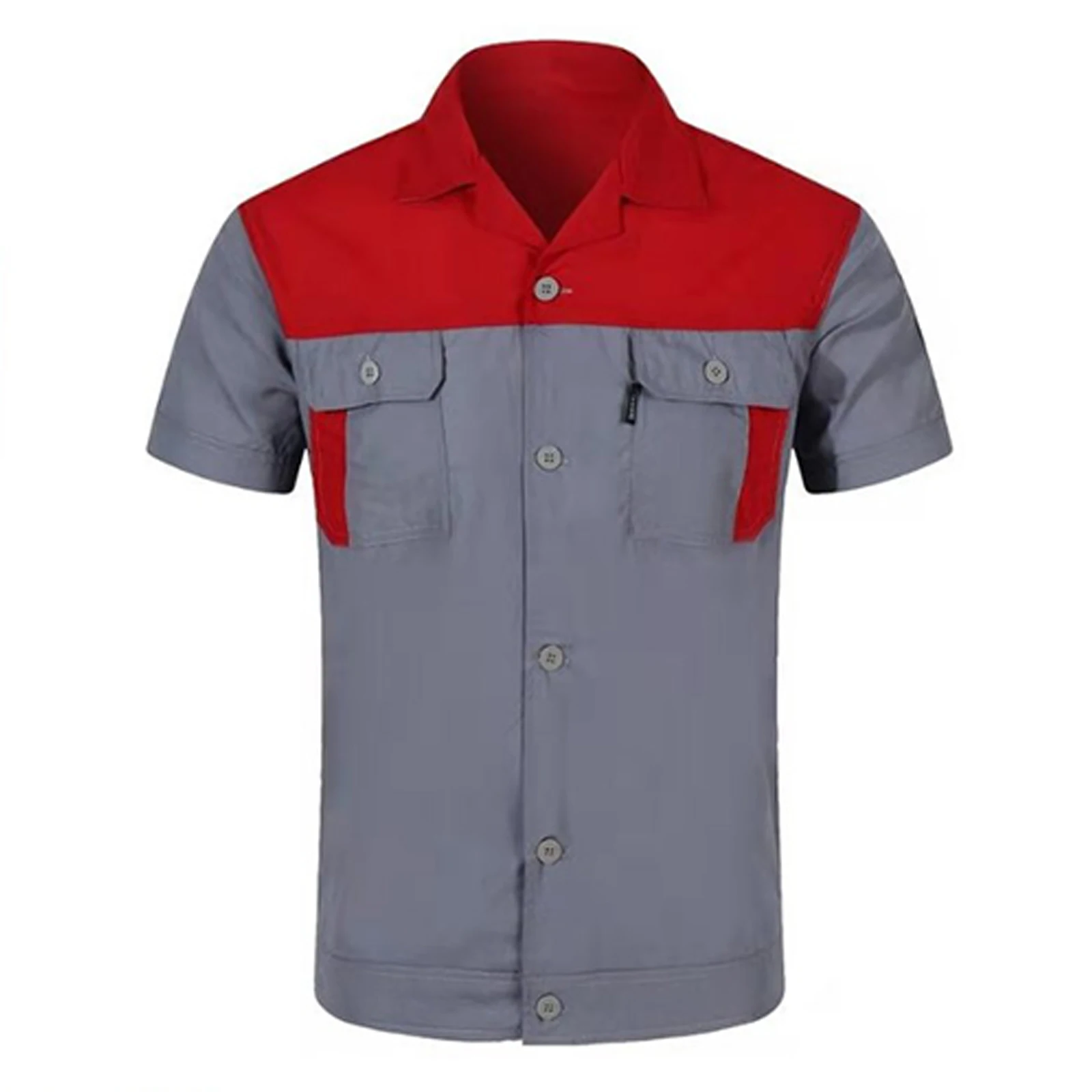Mens-Auto-Mechanic-Uniform-Button-Down-Shirt-Womens-Workshop-Shirts-Uniforms-Short-Sleeve-Work ...