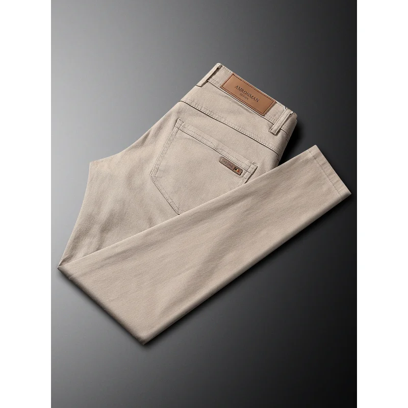 High end men's clothing autumn khaki jeans men's casual simple business ...