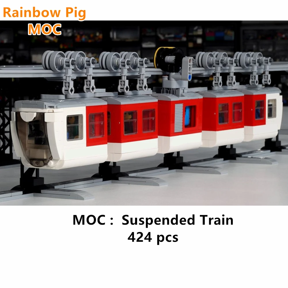 Rainbow Pig MOC Suspended Train MOC Suite High-Tech Building Blocks Kit ...