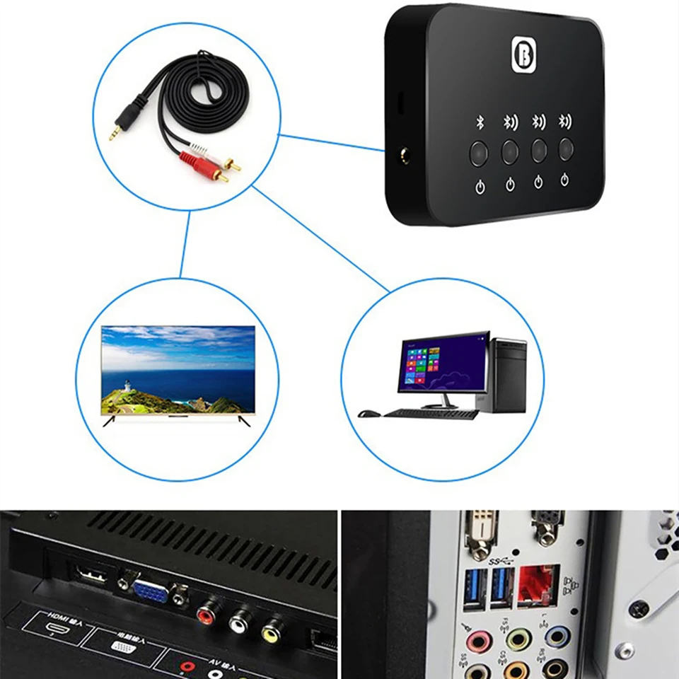 Aux Bluetooth Adapter 3-Way Bluetooth Audio Splitter - Share Music From ...