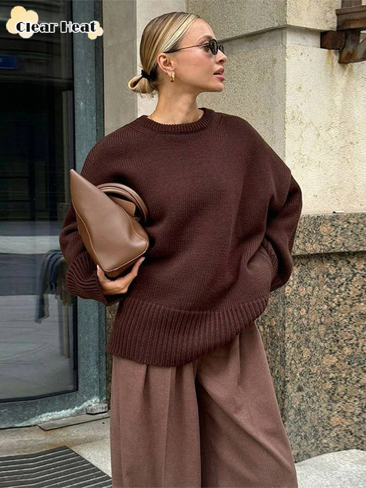 Pul-ver-de-manga-comprida-com-gola-em-O-feminino-monocrom-tico-malhas ...