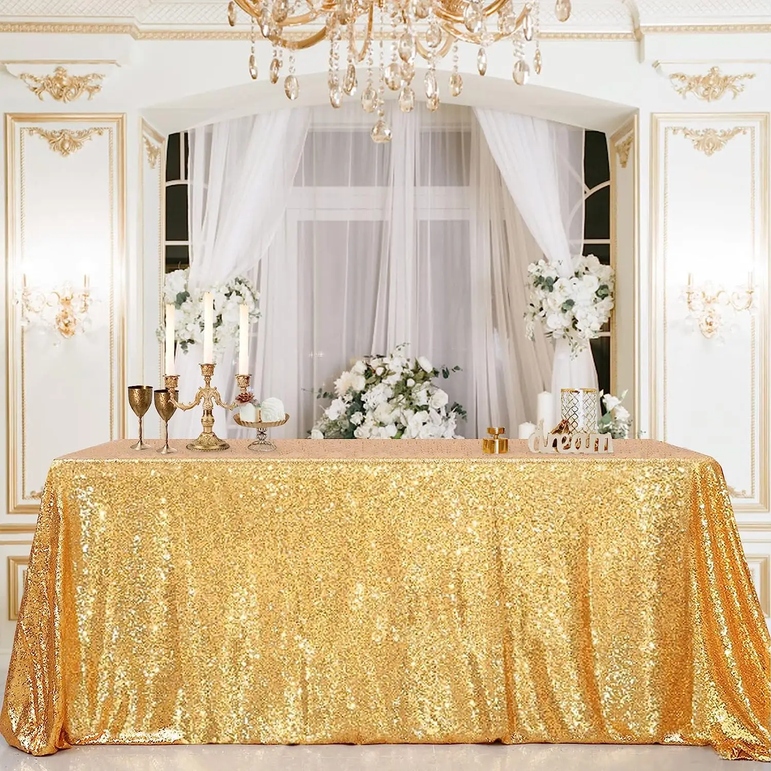 Glitter-Sequin-Table-Cloth-Rectangular-Table-Cover-Rose-Gold-Tablecloth ...