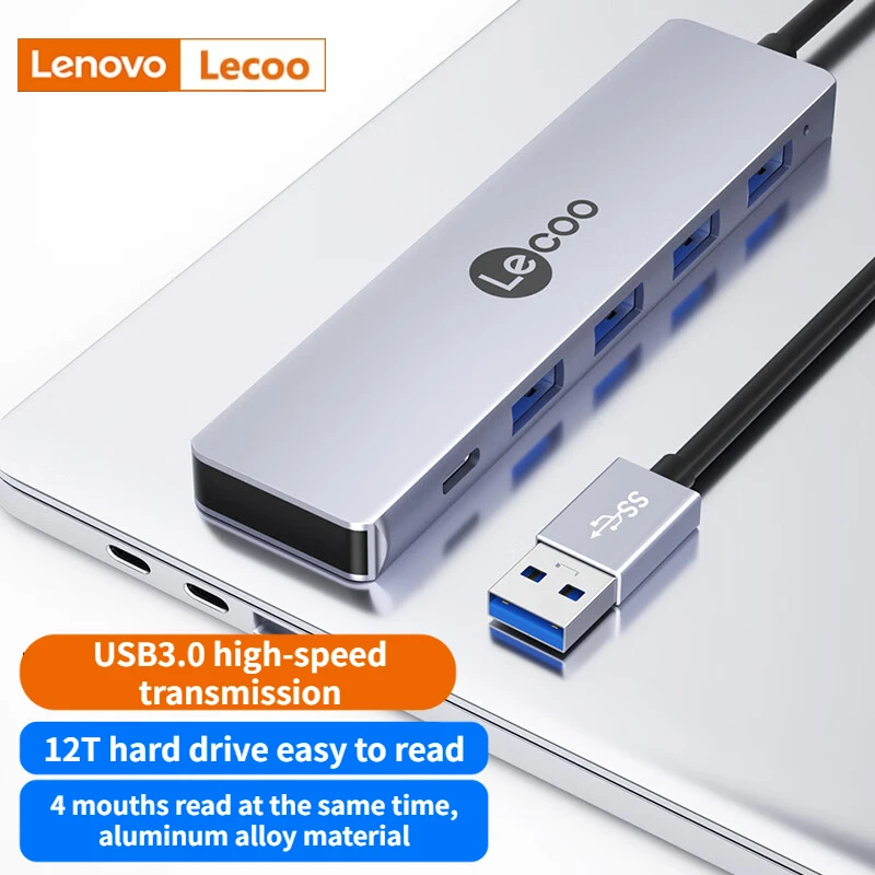 Lenovo LKP0607 USB 허브 3.0 어댑터 확장기, PC 노트북용 멀티 USB 분배기 다중 확장기 ...
