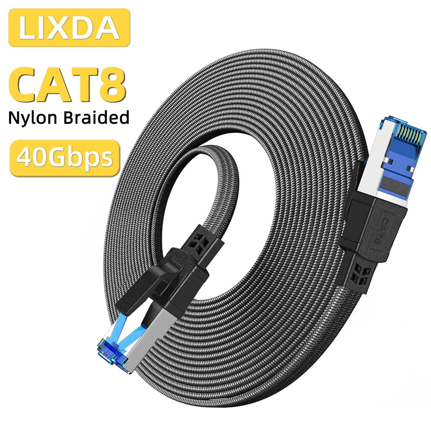 Cabo-Ethernet-tran-ado-de-nylon-Cabo-Lan-de-rede-de-Internet-plana-para ...