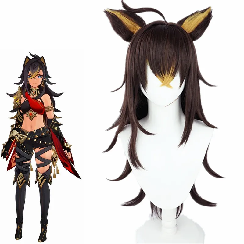 Genshin Impact Dehya Cosplay Wig 80cm Long Brown Wig for Women Cosplay ...