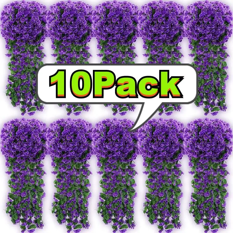 10-1Pack-Artificial-Violet-Flower-Vines-Plastic-Fake-Flowers-Wall ...