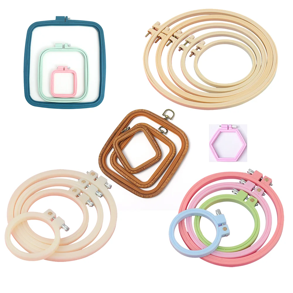 Sewing-Tool-Round-Square-Plastic-Embroidery-Hoops-Frame-Set-Plastic ...