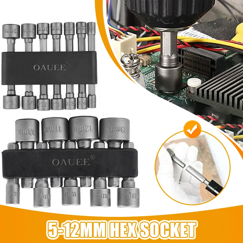 9-14Pcs-Hexagon-Socket-Screw-Sleeve-Nozzles-Nut-1-4-Screwdriver-Bit-Set ...