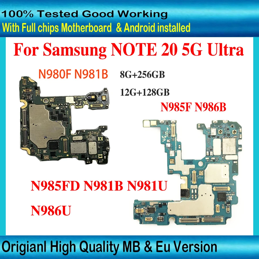 100% Original Mainboard For Samsung Galaxy NOTE 20 5G Ultra N986B N986U ...