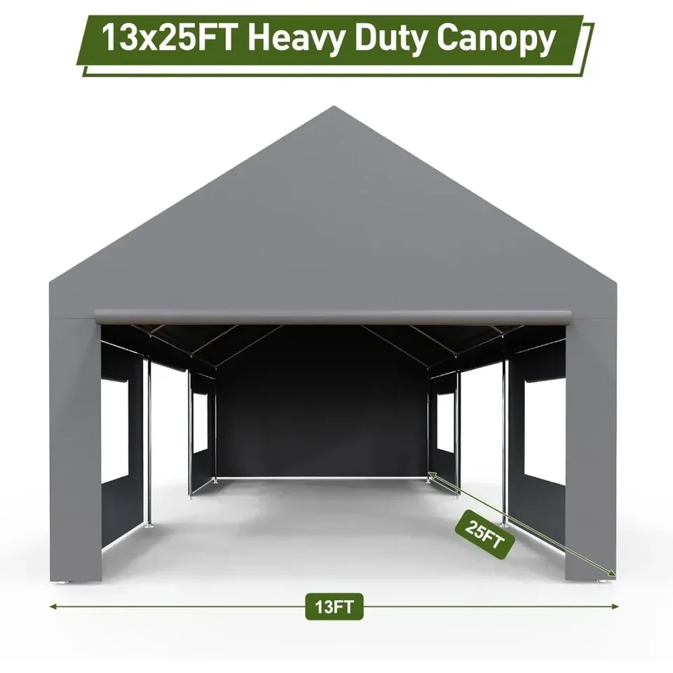 Heavy Duty Carport 13x25 Ft Heavy Duty Portable Car Port Garage (Tarp ...