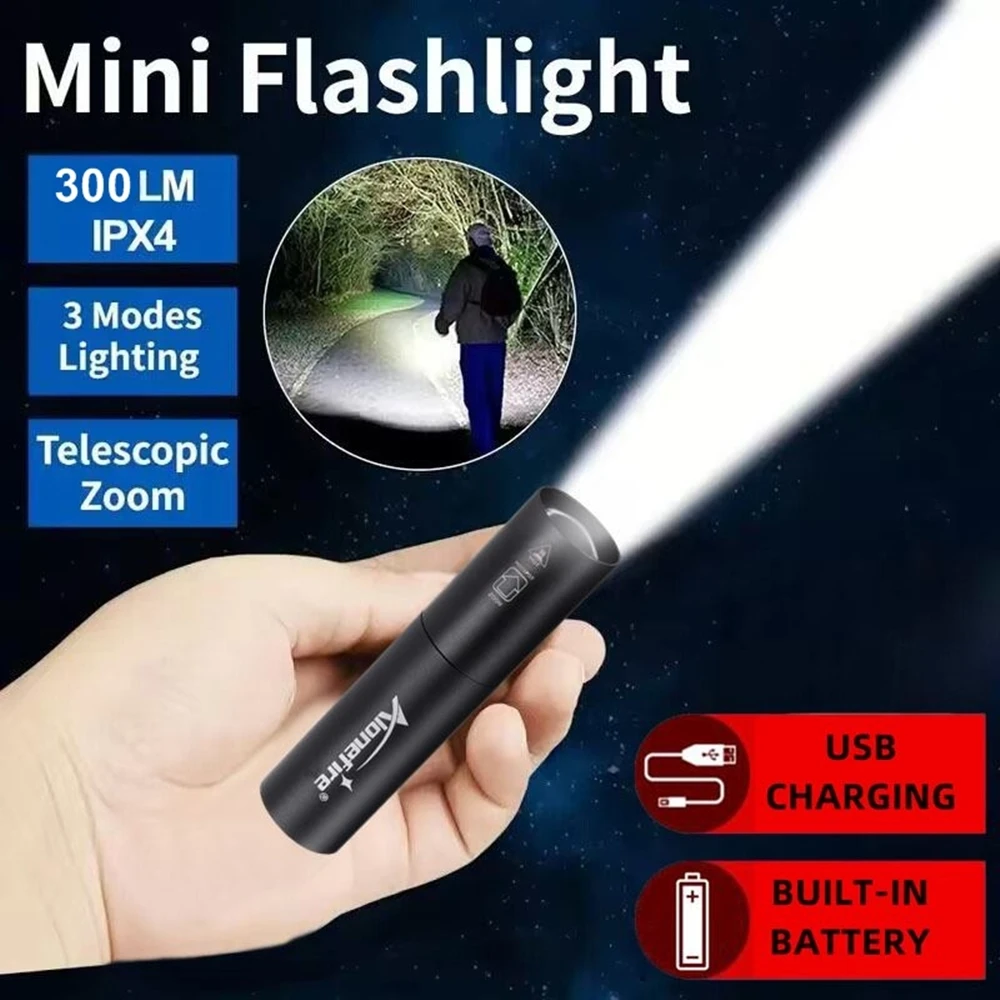 Zoom-Small-Palm-Mini-Flashlight-Rechargeable-Bright-llighting-Backpack ...